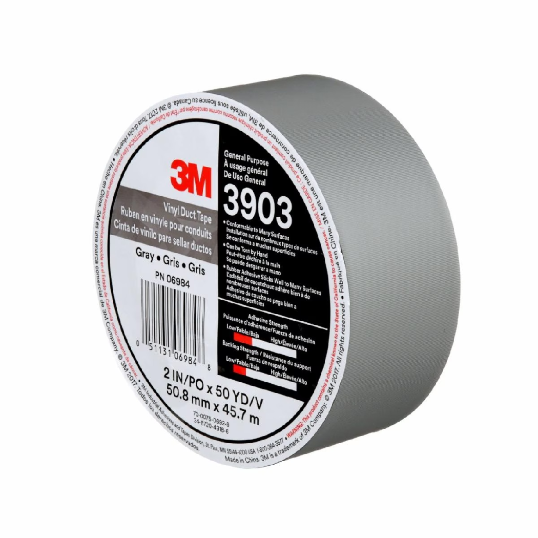3M™ Vinyl Duct Tape 3903, Gray, 2 in x 50 yd 6.5 mil, 24 per case ...